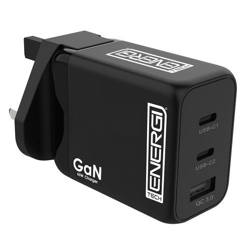 Tech Energi Eco 65W QC USB-A/Dual PD USB-C Triple Travel Mains Charger ...